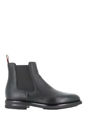 Santoni Elastic-panel Leather Chelsea Boots - Black
