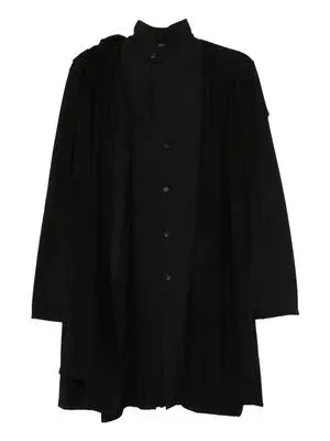 Yohji Yamamoto Wool Stole Detail Blouse - Black
