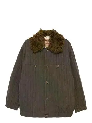 UMA WANG Faux Fur-trim Shirt Jacket - Brown