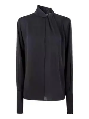 TOM FORD Asymmetric-neck Keyhole Blouse - Black