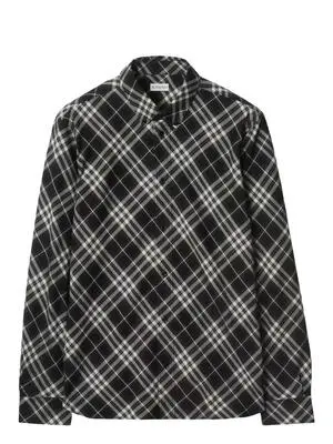 Burberry Check Cotton Flannel Shirt - Black