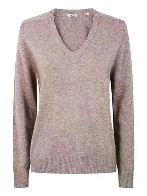 Aspesi V-neck Wool-cashmere Top - Brown