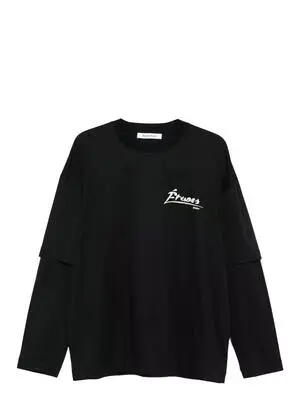 ÉTUDES STUDIO Double-sleeves Cotton T-shirt - Black