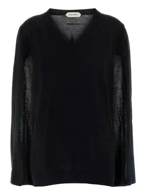 Alberta Ferretti V-neck Virgin Wool Sweater - Black