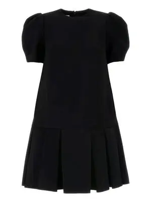 Moschino Puff-sleeve Pleated Mini Dress - Black