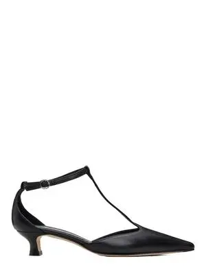 AeydĒ Leather T-bar Pumps - Black