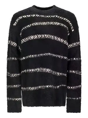 ATOMO FACTORY Bouclé Striped Sweater - Black