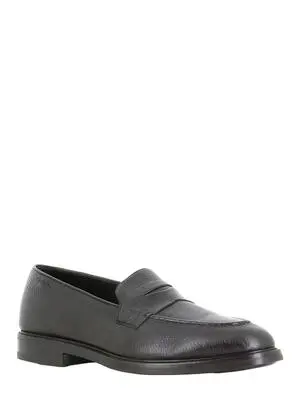 ALEXANDER HOTTO Pebble-leather Penny Loafers - Black