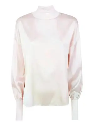 D.exterior High-neck Balloon-sleeve Blouse - Pink