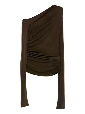 Amiri One-shoulder Ruched Top - Brown