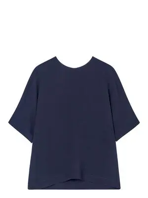 Giorgio Armani Triple Silk Georgette Crew-neck Blouse - Blue