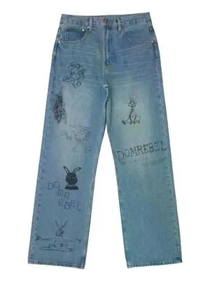 DOMREBEL Graphic-print Straight-leg Trousers - Blue