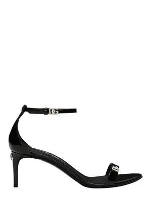 Dolce & Gabbana Patent Leather Sandals With Dg Logo - Black