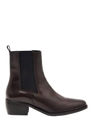 REISS Maeva Leather Chelsea Boots Chocolate Brown