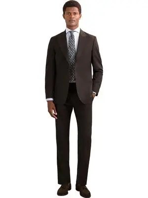 REISS Regular-fit Wool-blend Suit Trousers - Chocolate Brown