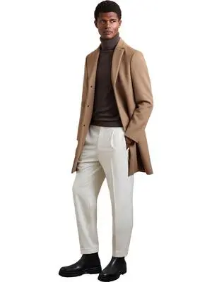 REISS Gable Wool-blend Overcoat - Light Brown