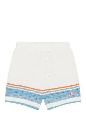 Casablanca Faux Crochet Knit Shorts Blue Multi