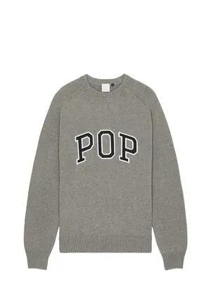 POP TRADING COMPANY Knitted Arch Crew Neck Sweatshirt - Grey Heather
