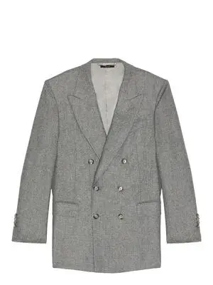TOM FORD Traditional Flannel Double Breasted Jacket - Grey Melange