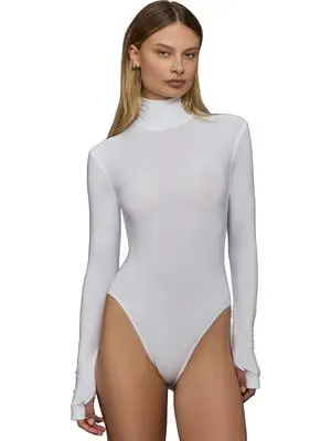 Norma Kamali Long Sleeve Turtleneck Bodysuit - Snow White