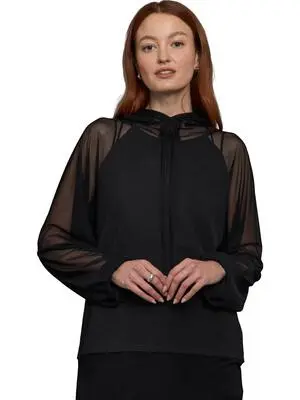 Norma Kamali Oversized Raglan Sleeve Hooded Top With Mesh - Black