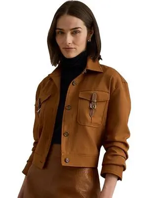 Ralph Lauren Buckle-trim Serge Cropped Jacket - Cinnamon Bark