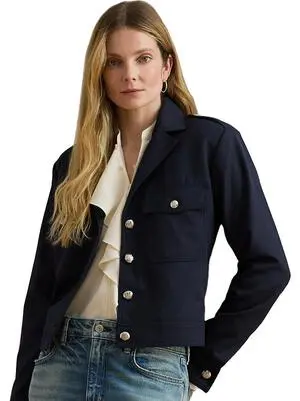 Ralph Lauren Cropped Wool-blend Twill Jacket - Lauren Navy