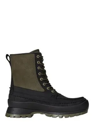 Ralph Lauren Logan Leather-paneled Moc-toe Boots - Black/olive