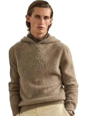 Ralph Lauren Cashmere And Wool Hooded Sweater - Taupe Melange