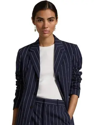 Ralph Lauren Pinstripe Single-Breasted Blazer Navy/cream
