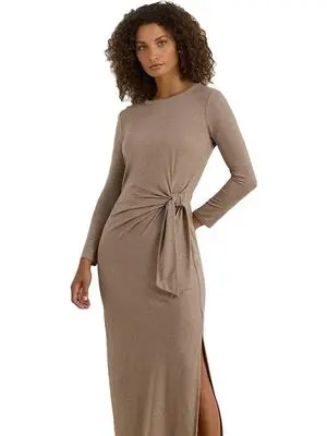Ralph Lauren Tie-front Stretch Jersey Midi Dress - Adirondack Heather
