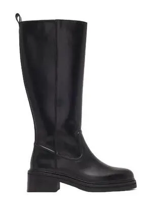Maje Leather Riding Boots - Black