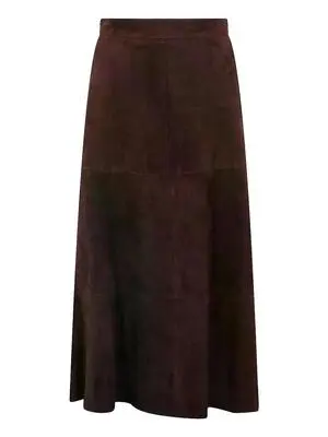 Seventy Suede Paneled Midi Skirt - Brown