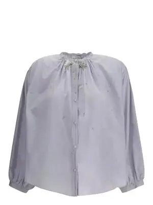 FORTE_FORTE Embellished Balloon-sleeve Shirt - Blue