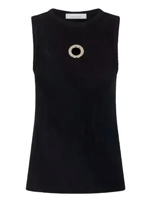 Rabanne Eyelet-detail Ribbed Tank Top - Black