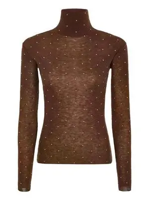 Rabanne Embellished Turtleneck Top - Brown