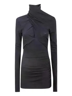 ENTIRE STUDIOS Turtleneck Draped Top - Black
