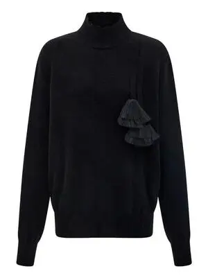 FERRAGAMO Pleated Tassel Sweater - Black