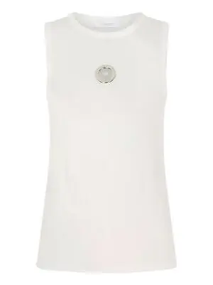 Rabanne Eyelet-detail Ribbed Tank Top - White