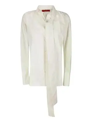 THELATEST Tie-neck Cotton Shirt - White