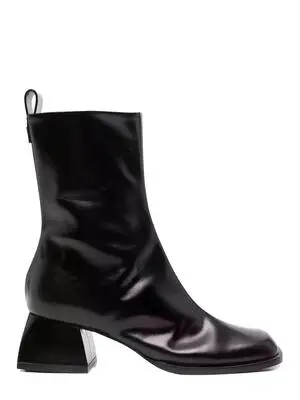 NODALETO Zip-detail Leather Boots - Black