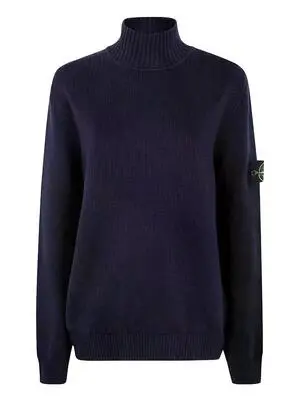 STONE ISLAND High-Neck Logo-Patch Sweater