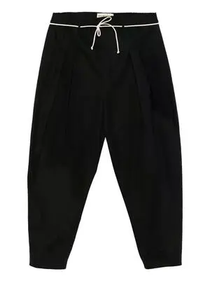 MORDECAI Pleated Drawstring Trousers - Black