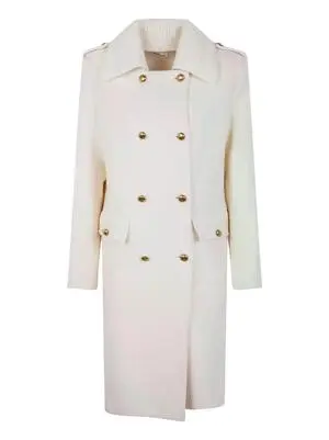 P.a.r.o.s.h Buttoned Coat With Ribbed Collar - Neutrals