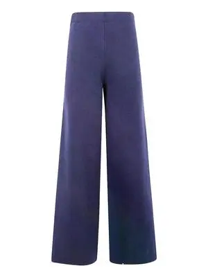 ANNE CLAIRE Elasticated-waist Wool Trousers - Blue