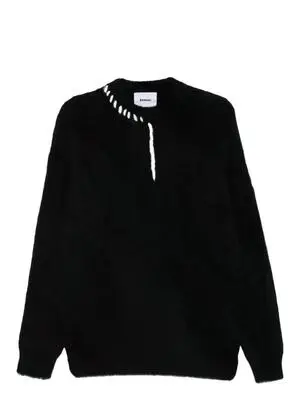 BONSAI Mohair-detail Crew-neck Sweater - Black