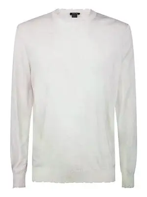 Avant Toi Frayed-edge Wool Sweater - White