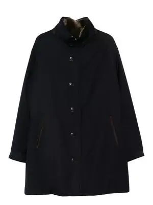 MANZONI 24 Button-fastening Velvet-collared Coat - Blue