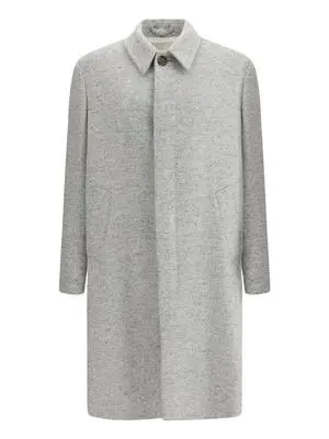 LARDINI Herringbone Single-breasted Coat - Grey