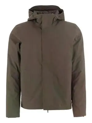 K-WAY High-collar Coat With Adjustable Hood - Brown